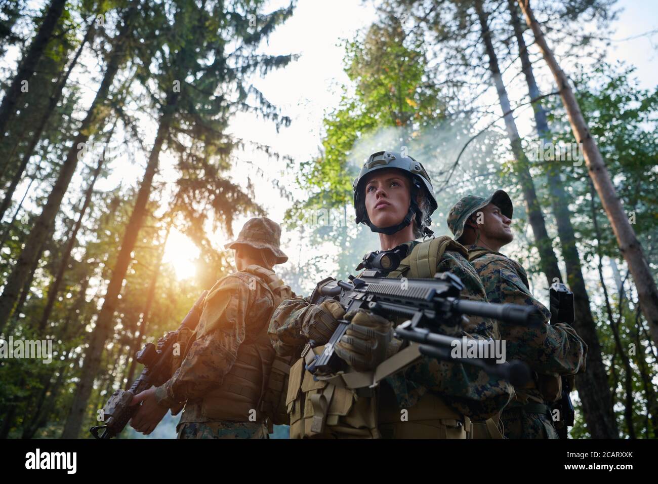 Modern Warfare Soldiers Squad Running in Tactical Battle Formation ...