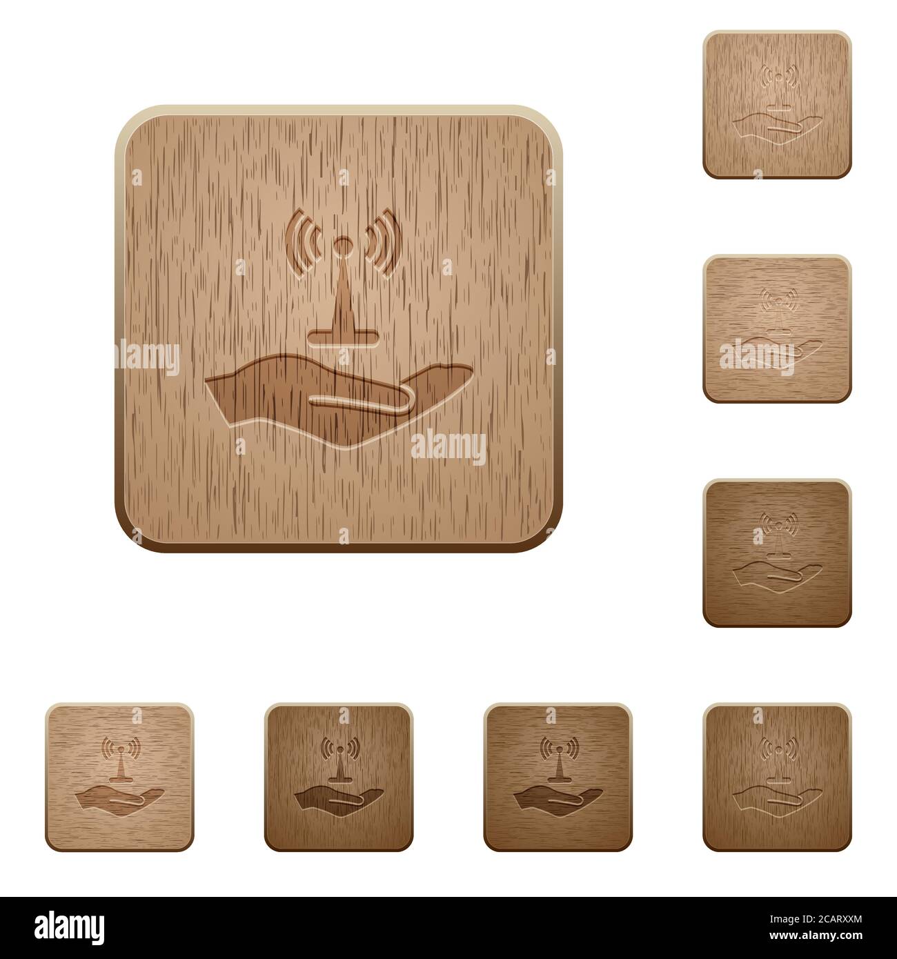 Sharing wireless network on rounded square carved wooden button styles Stock Vector Image & Art ...