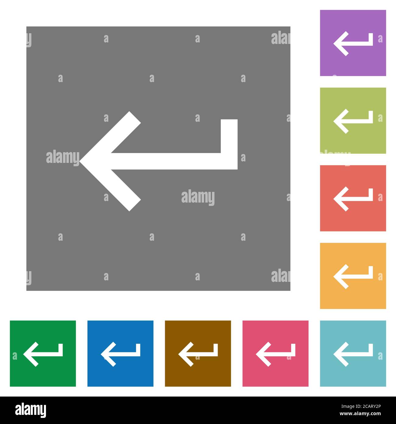 Keyboard return flat icons on simple color square backgrounds Stock ...