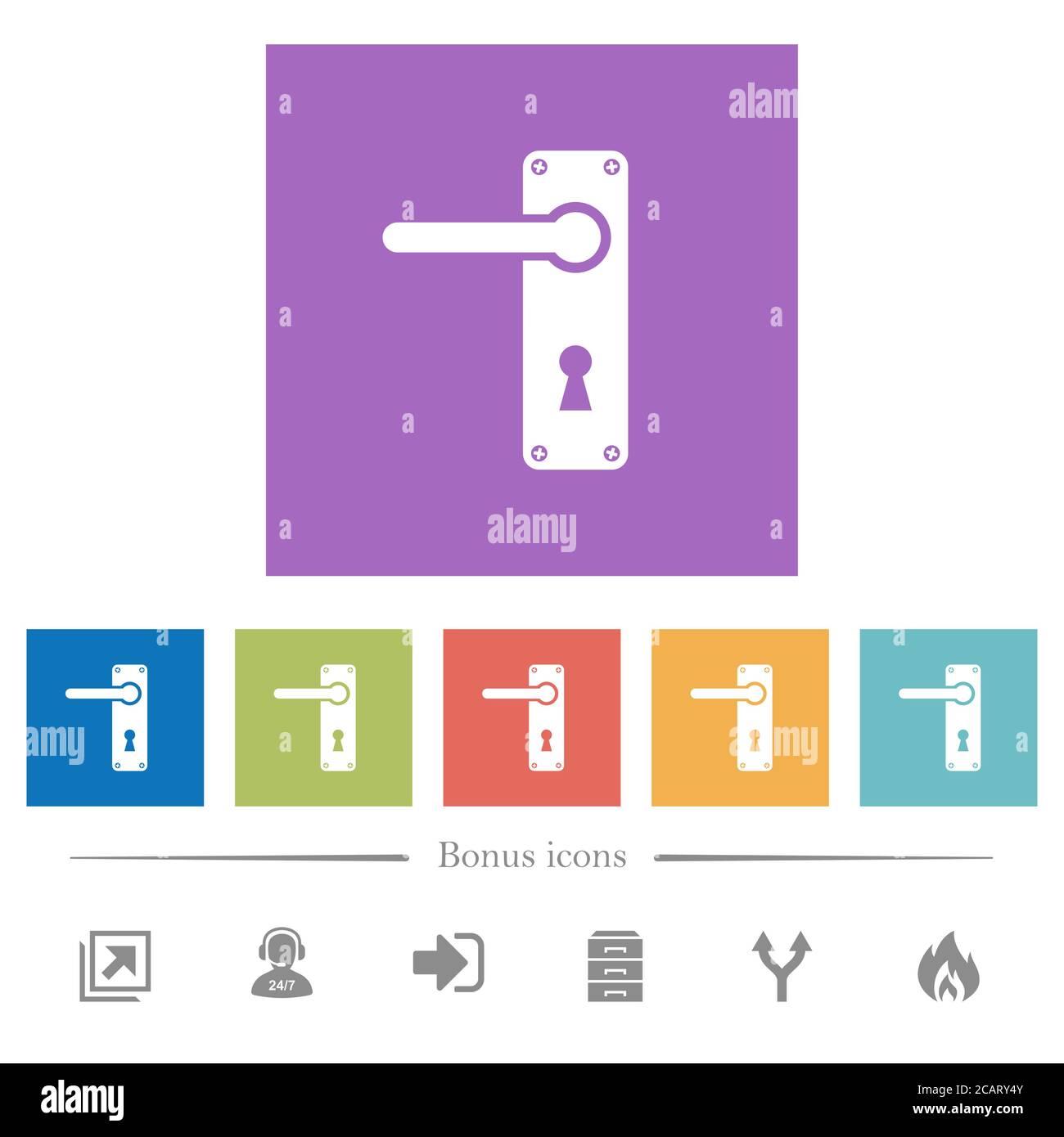 Left handed door handle with screws flat white icons in square ...