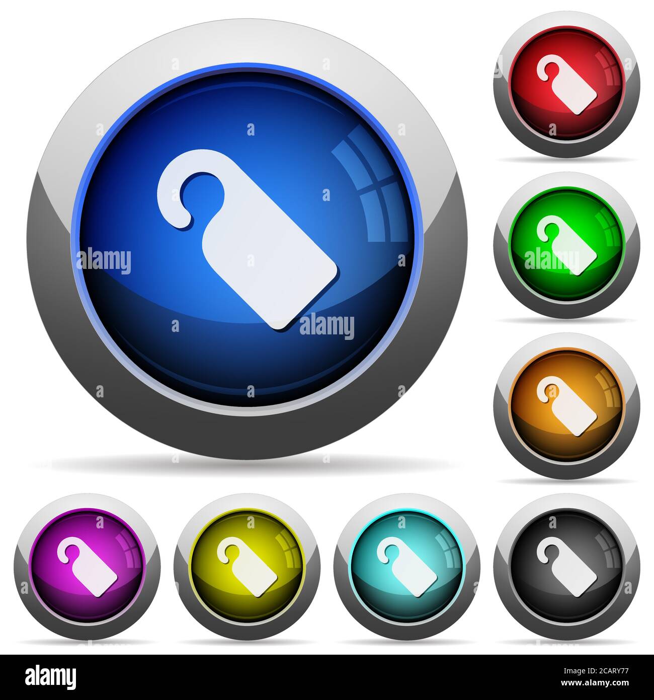 Do not disturb sign icons in round glossy buttons with steel frames ...