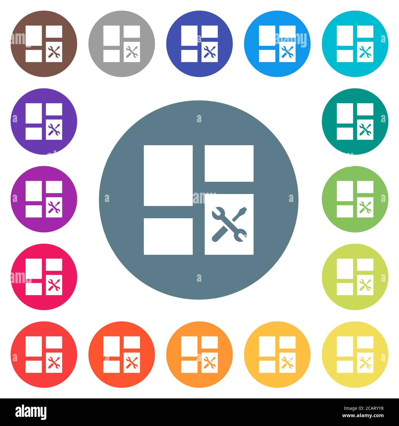 Dashboard tools flat white icons on round color backgrounds. 17 ...