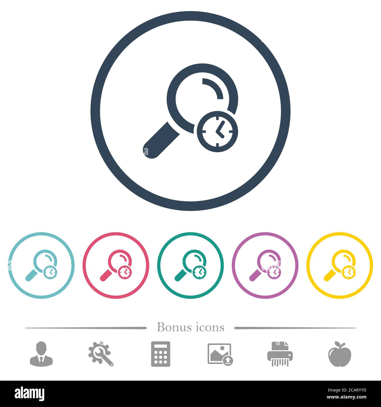 Query time flat color icons in round outlines. 6 bonus icons included ...