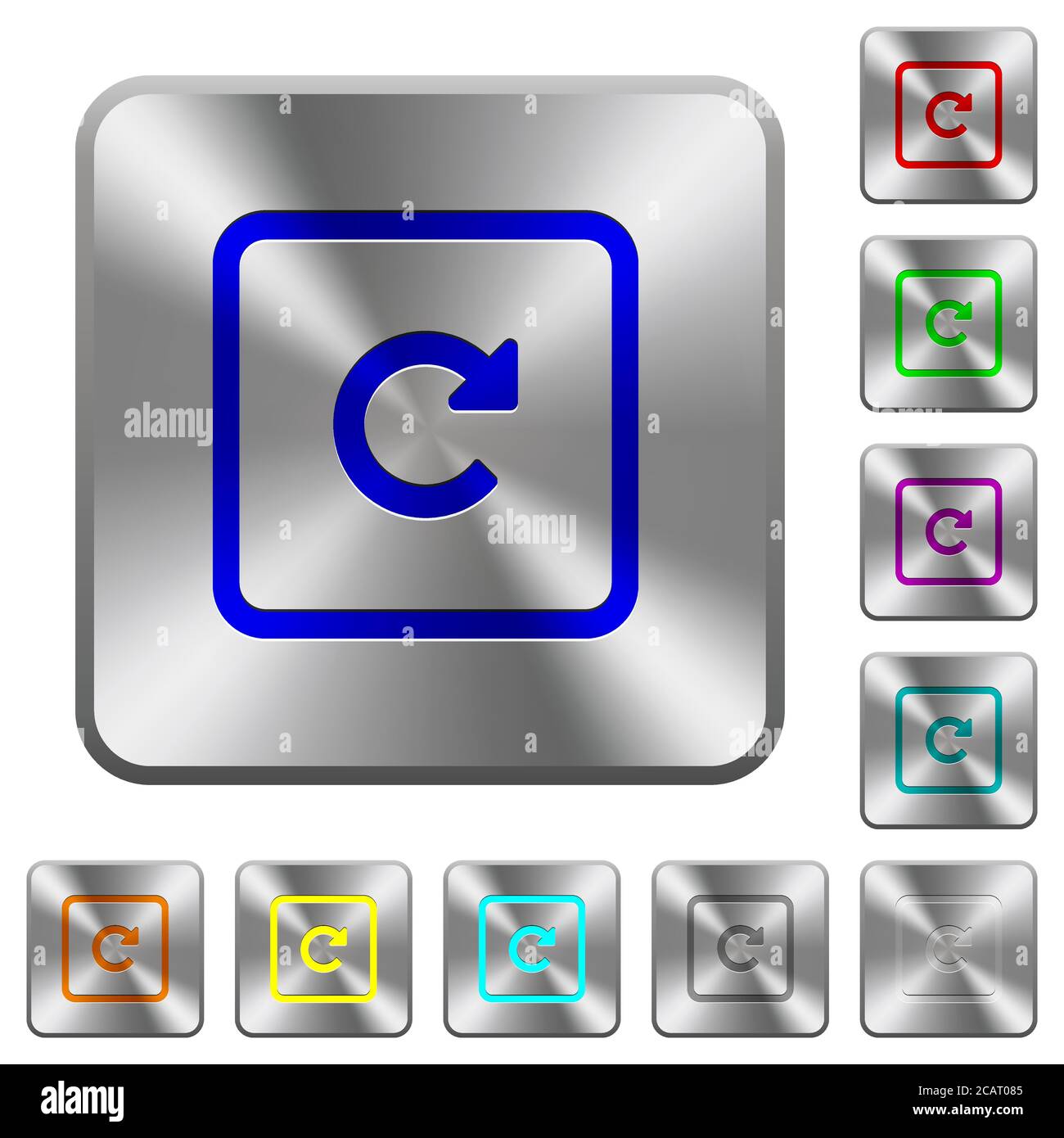 Rotate object right engraved icons on rounded square glossy steel buttons Stock Vector Image ...