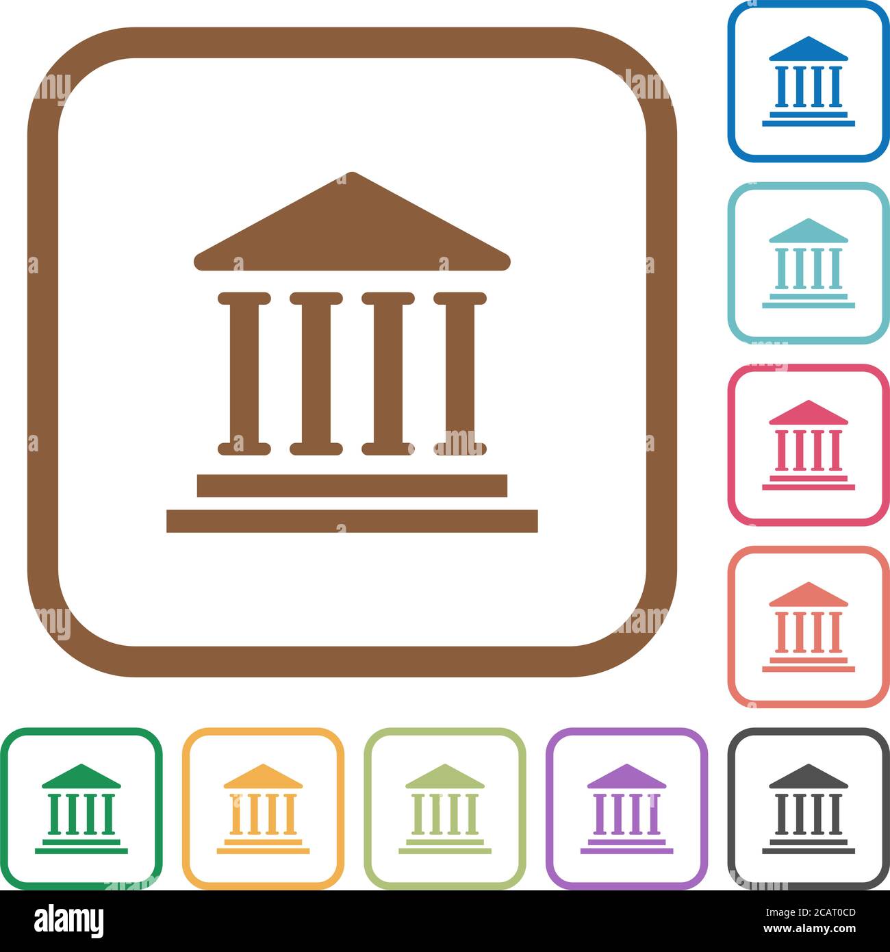 Bank office building simple icons in color rounded square frames on white background Stock ...
