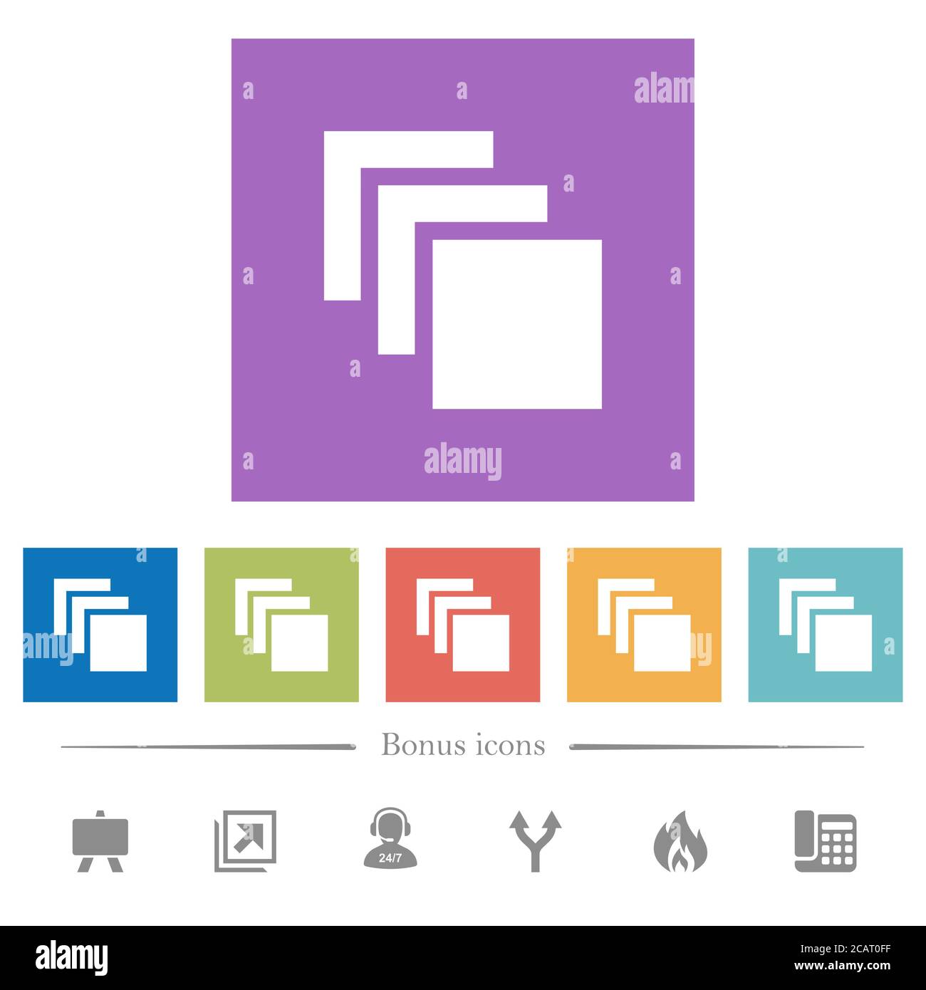 Multiple canvases flat white icons in square backgrounds. 6 bonus icons ...
