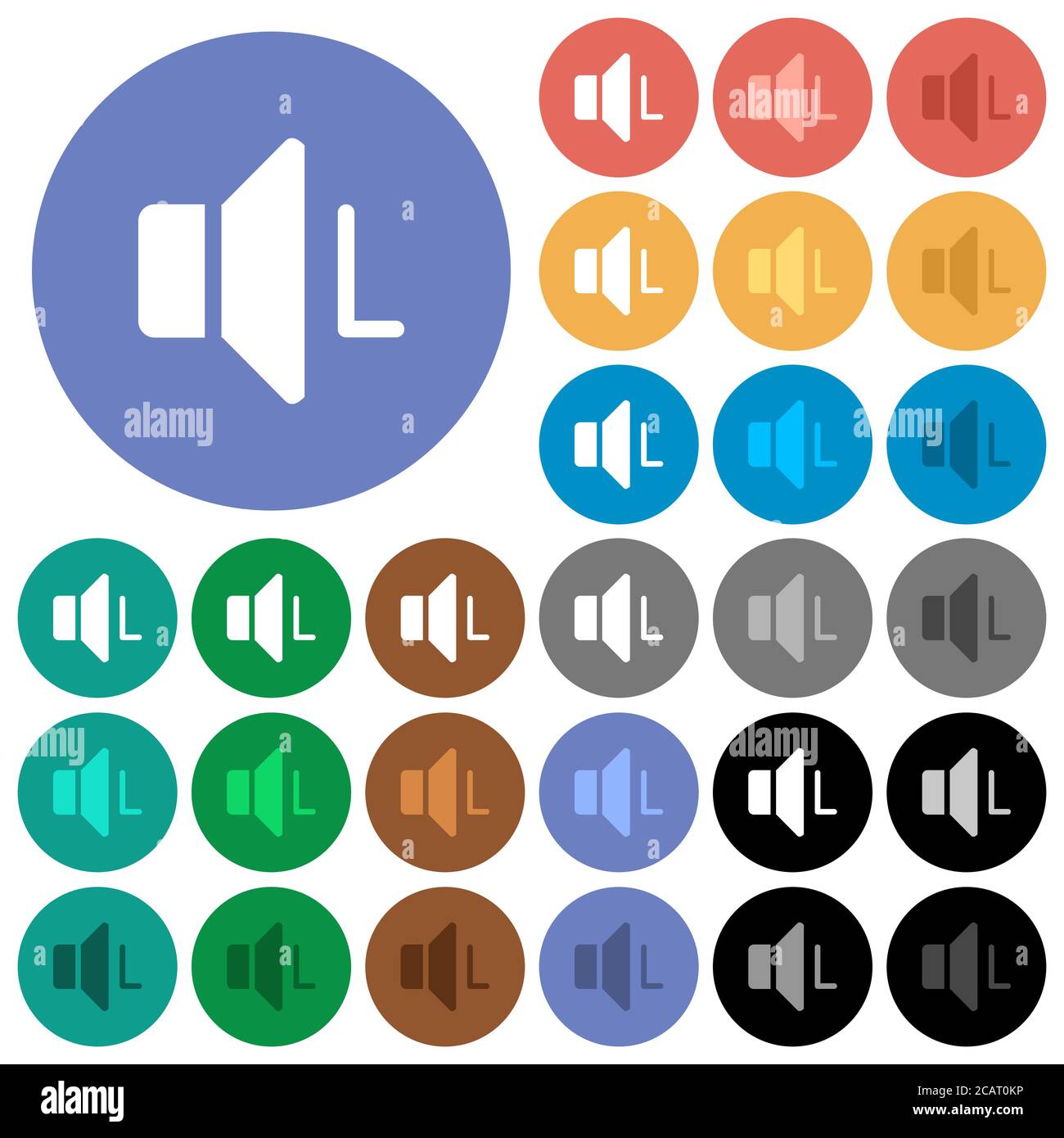 Left audio channel multi colored flat icons on round backgrounds ...