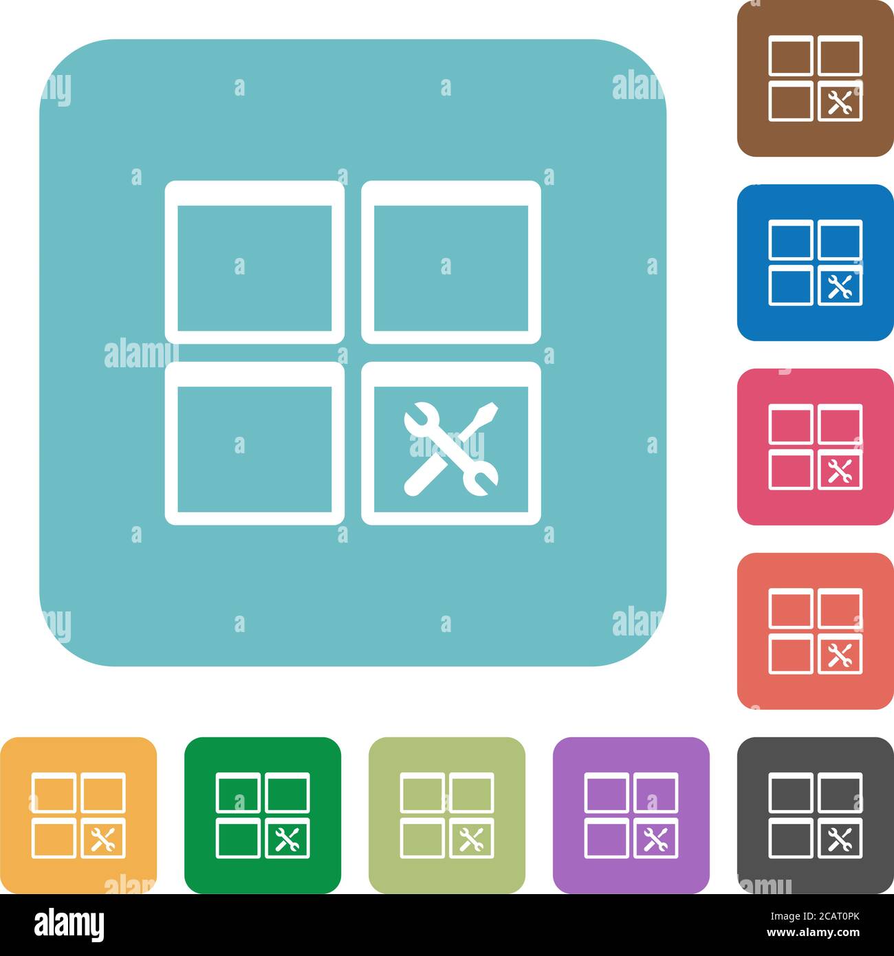 Dashboard tools white flat icons on color rounded square backgrounds ...
