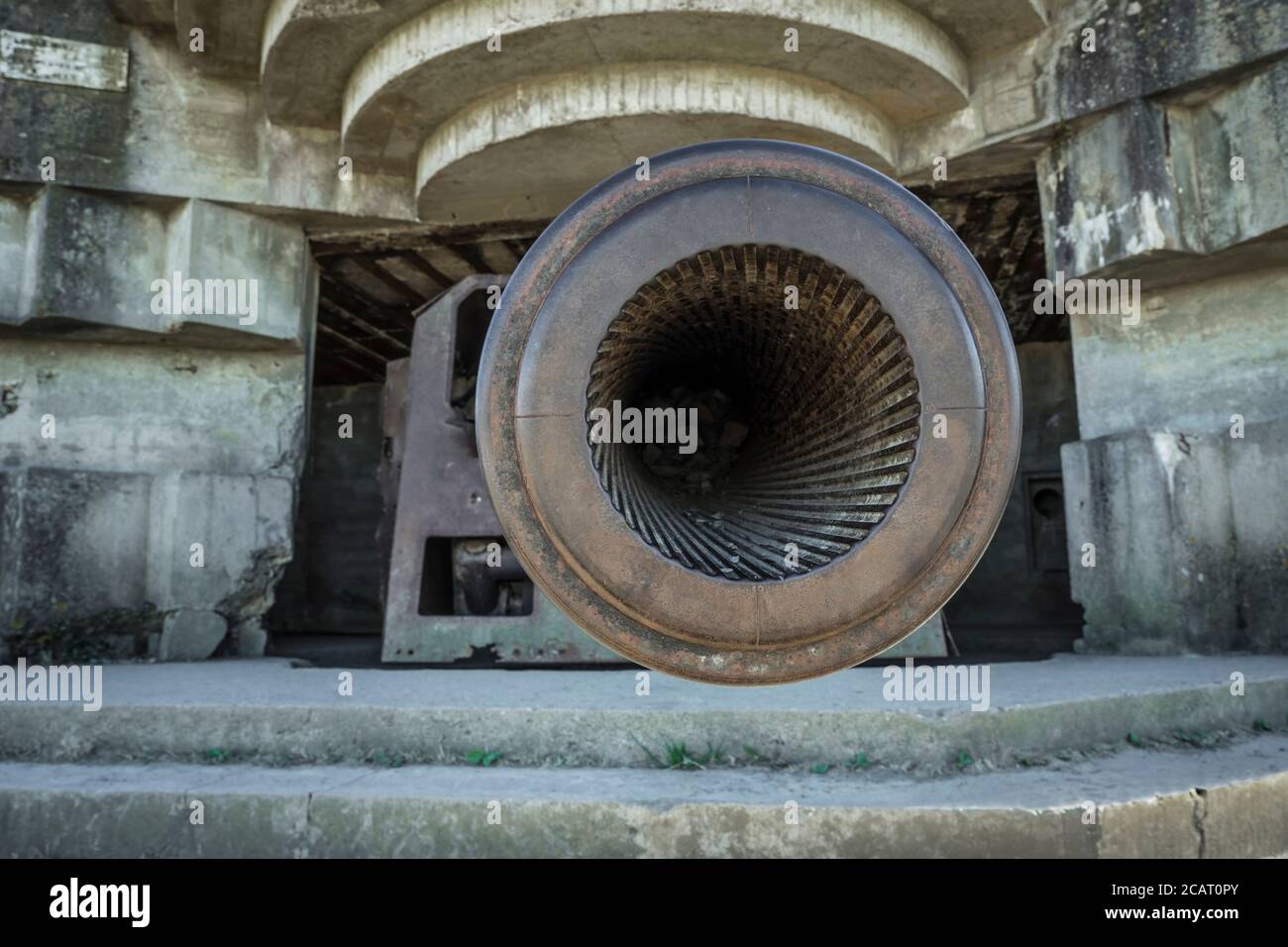 Altlantic wall bunker cannon on the channel coast Stock Photo - Alamy