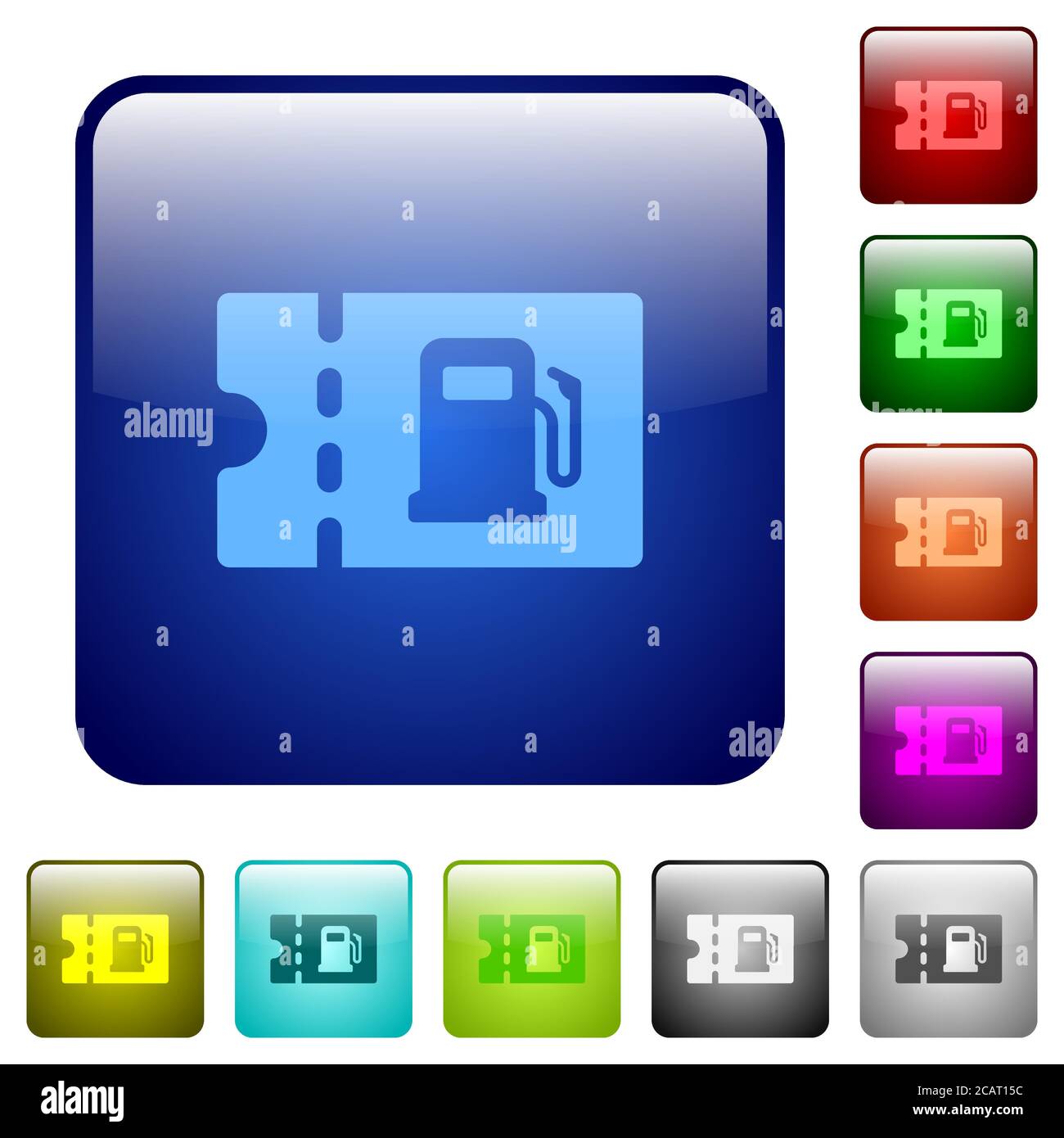 Fueling discount coupon icons in rounded square color glossy button set ...