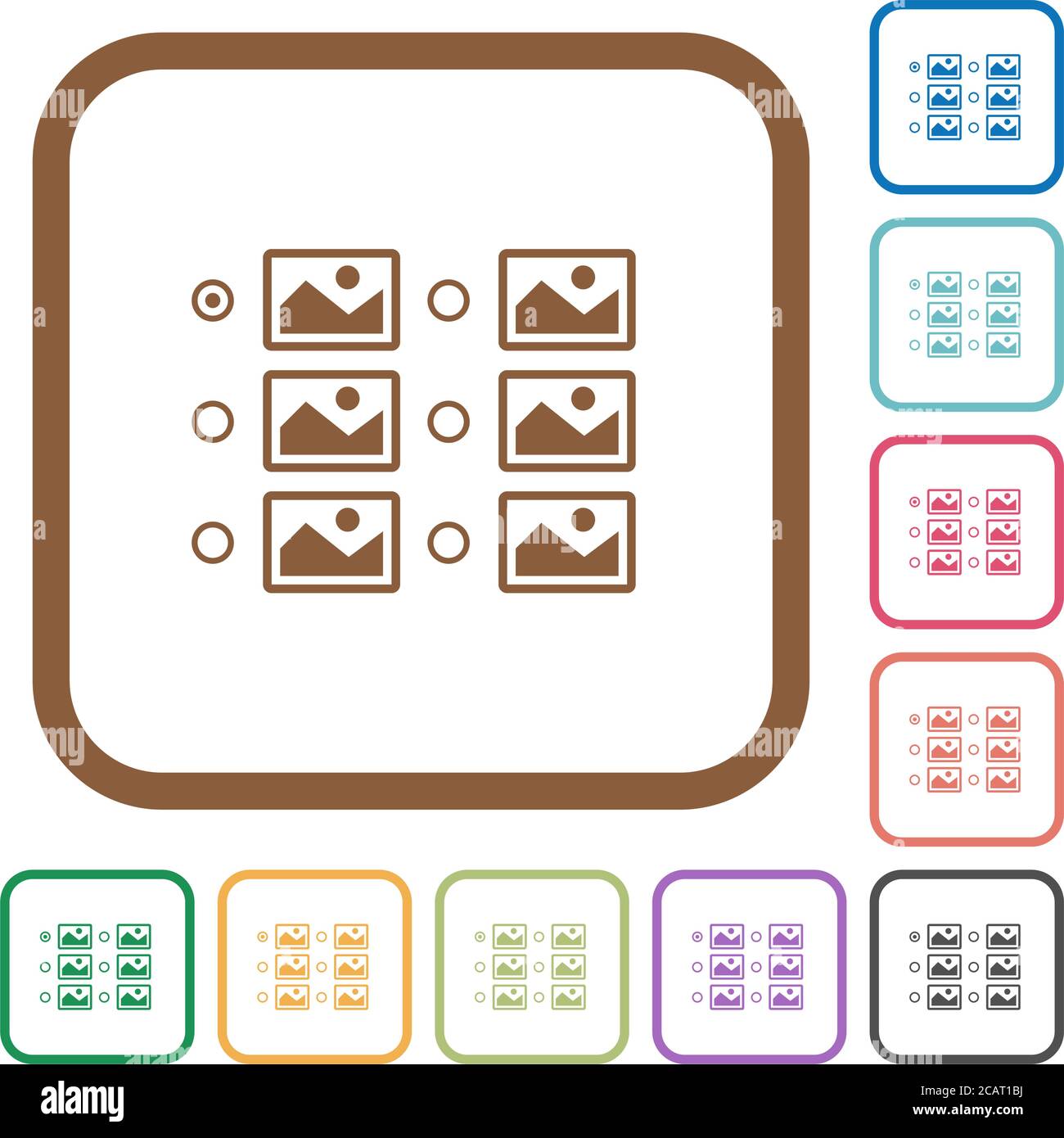 Single image selection with radio buttons simple icons in color rounded ...
