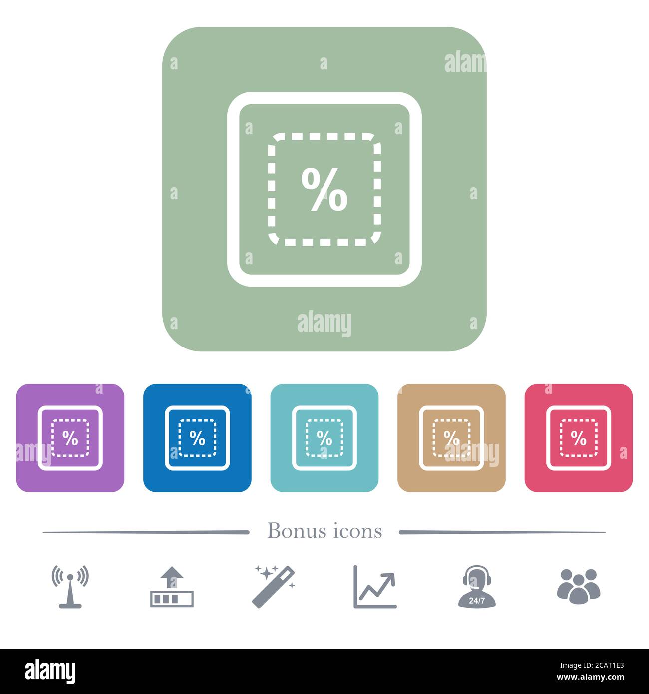 Scale object by percent white flat icons on color rounded square ...