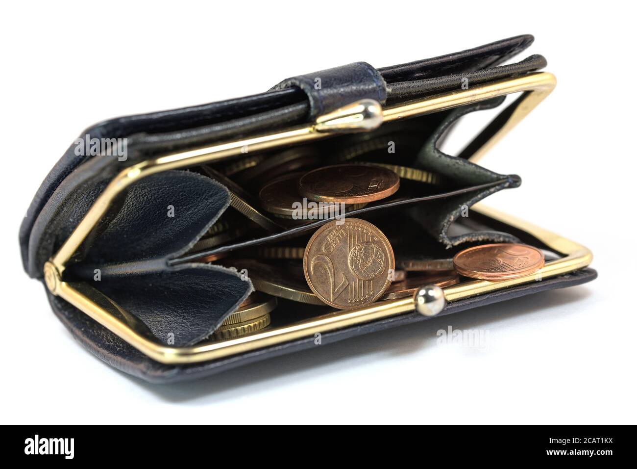 Small money in wallet against white background Stock Photo - Alamy