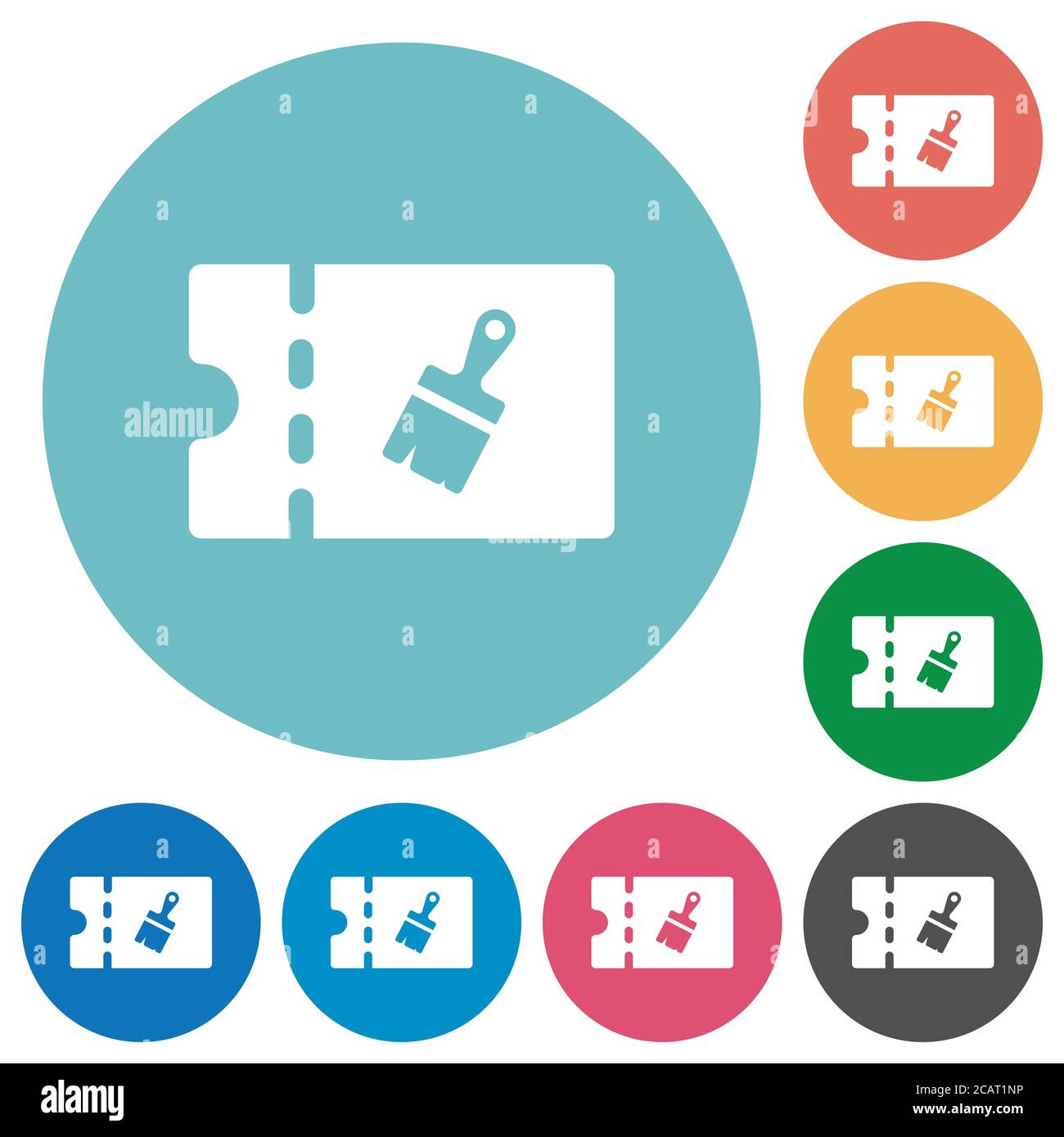 Paint shop discount coupon flat white icons on round color backgrounds ...