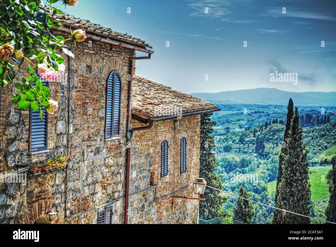 Tuscany landscape seen from San Gimignano, Italy Stock Photo - Alamy