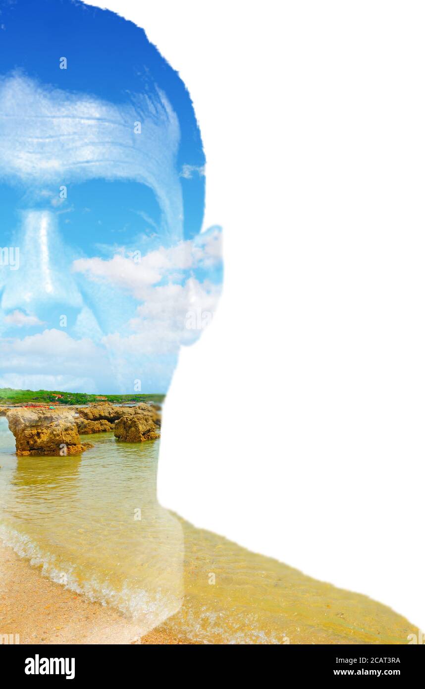 Double exposure portrait sea hi-res stock photography and images - Alamy