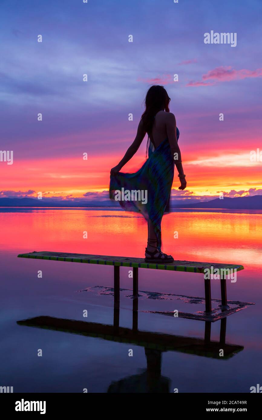 Woman diving board hi-res stock photography and images - Alamy