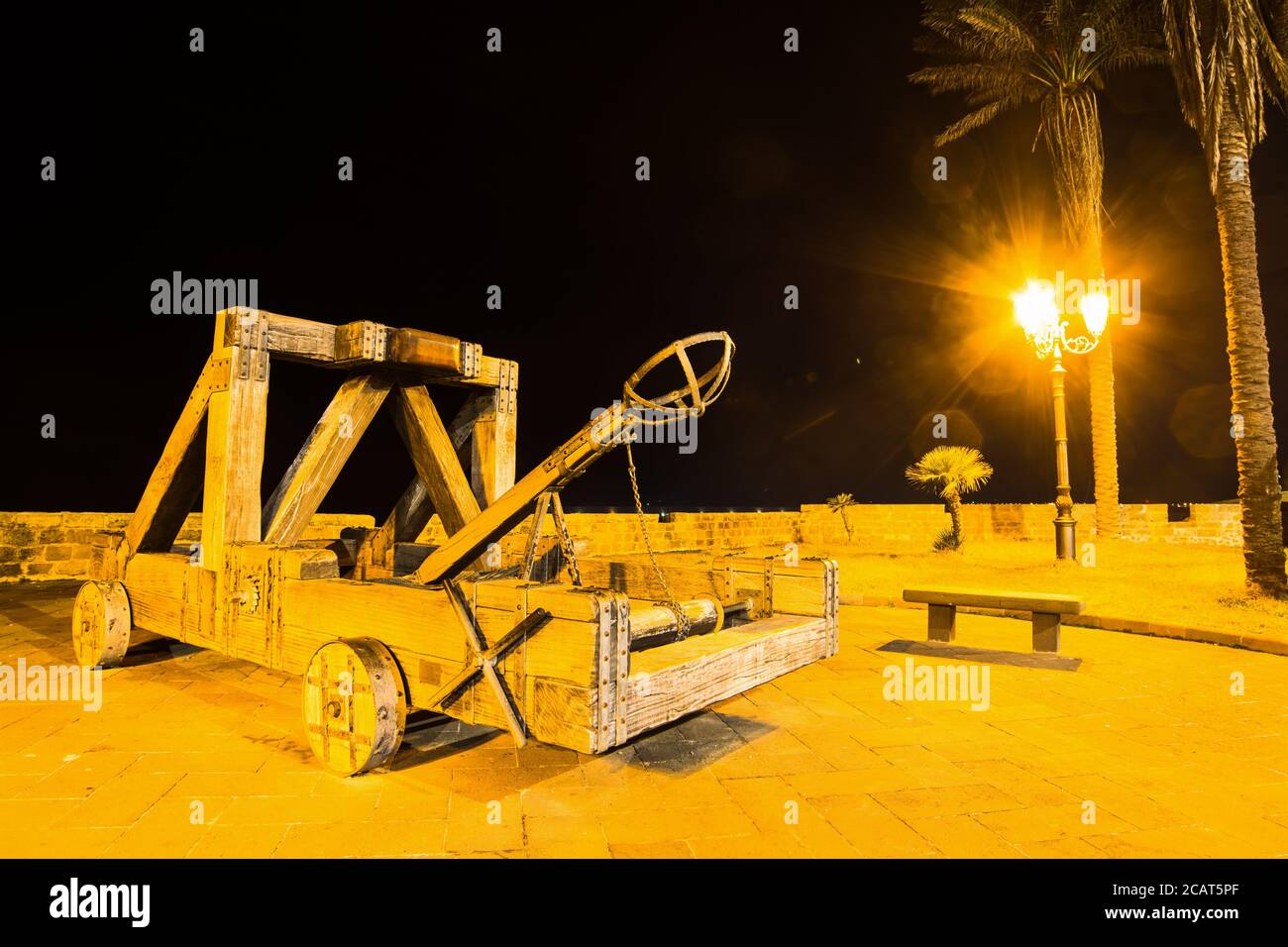 Medieval catapult night alghero sardinia hi-res stock photography and ...