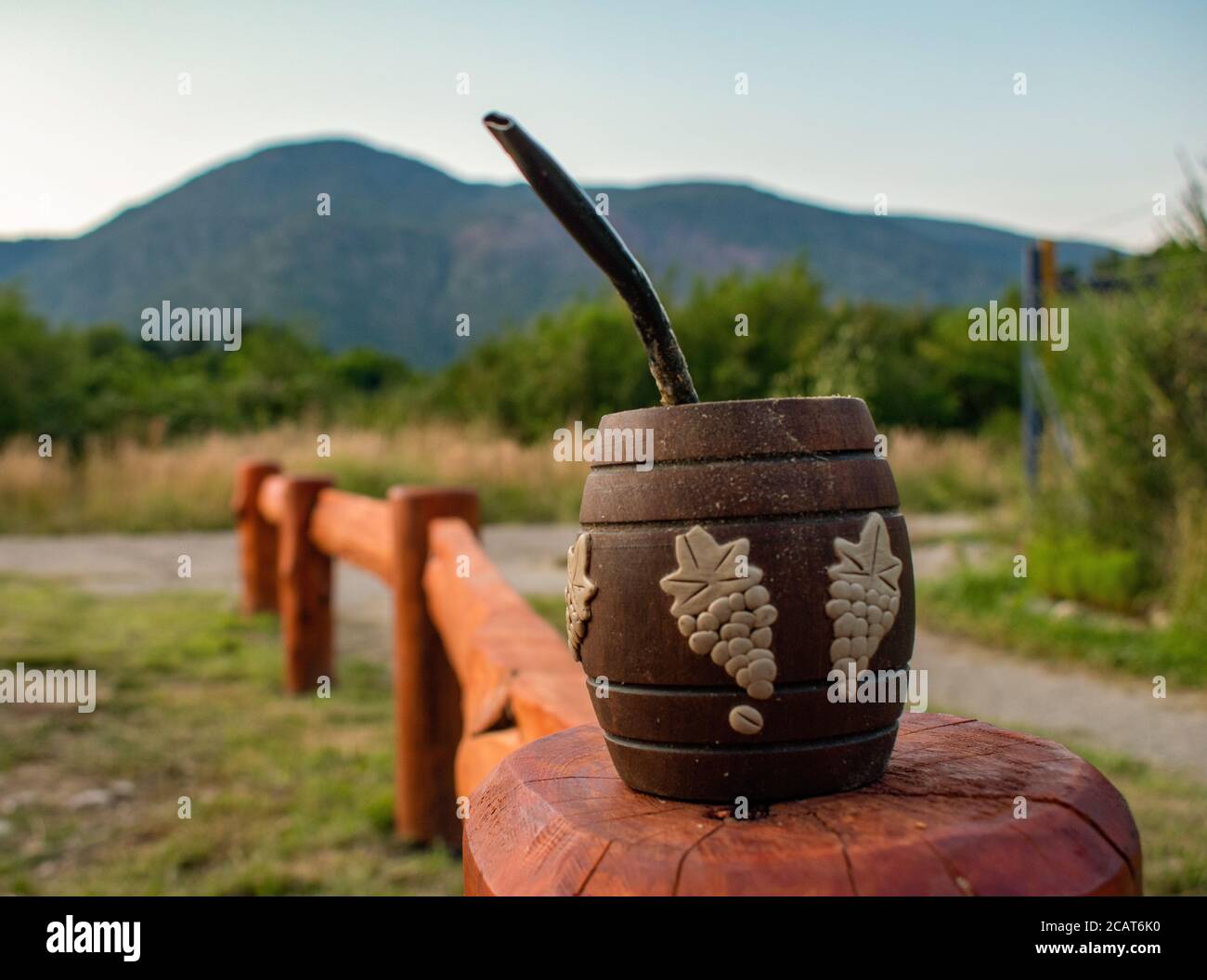 Mate over the fence with beautiful background Stock Photo - Alamy