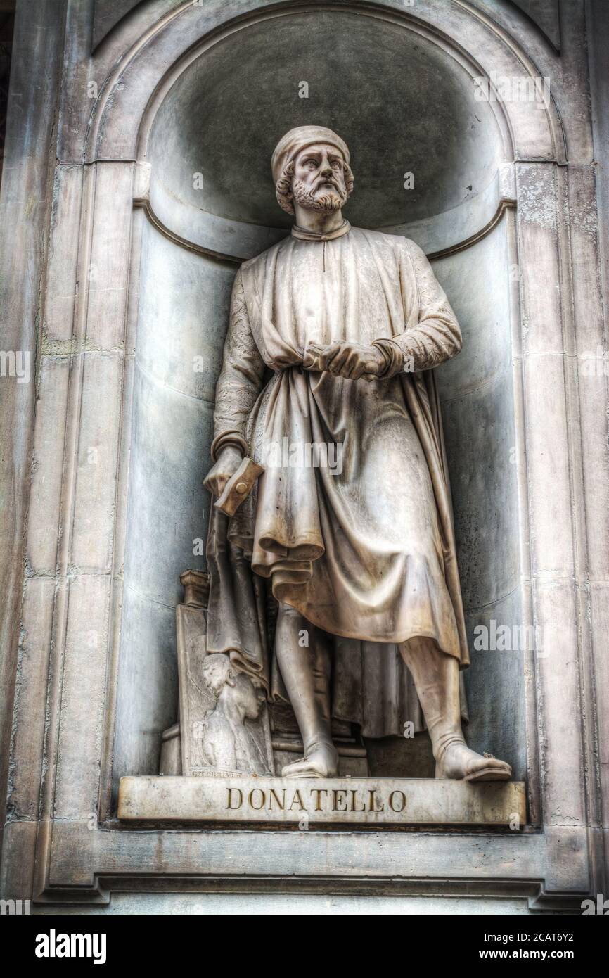 Donatello statue in Galleria degli Uffizi in Florence, Italy Stock ...