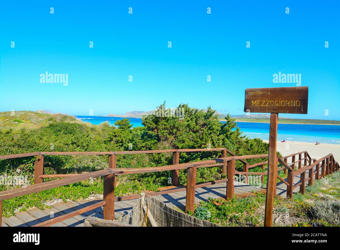 wooden stairway to the beach in Sardinia, Italy Stock Photo - Alamy