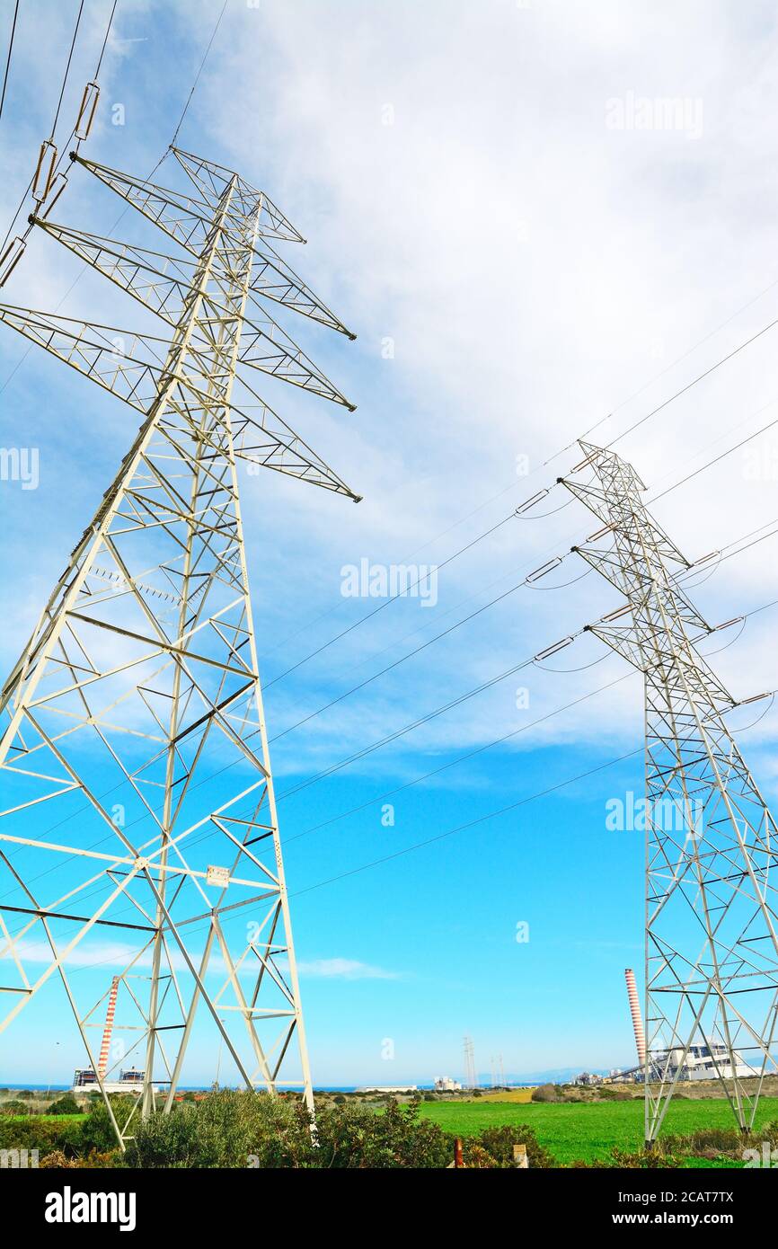 electricity towers in the countryside Stock Photo - Alamy