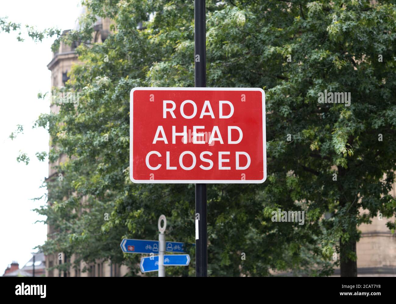 Red warning road closed sign Stock Photo - Alamy