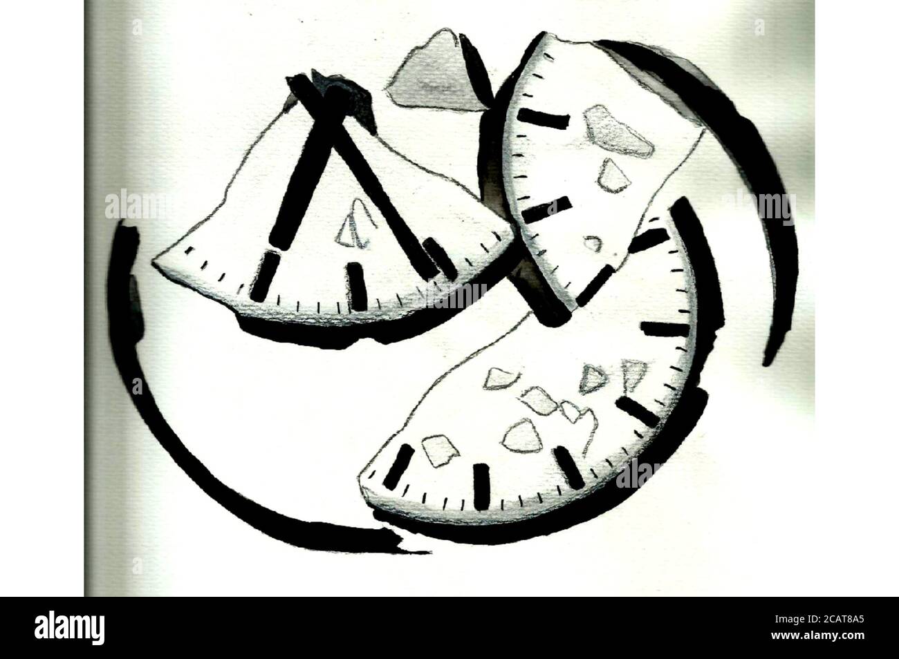 Shattered Clock Face, Broken Time, Fragmented Illustration Stock Photo ...