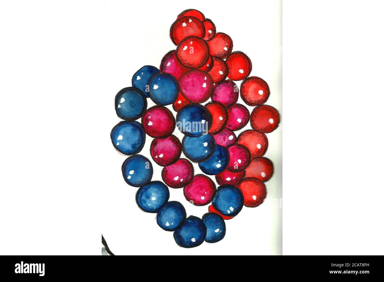Colourful Abstract Spheres, Red Blue Pink, Watercolour Group Stock ...