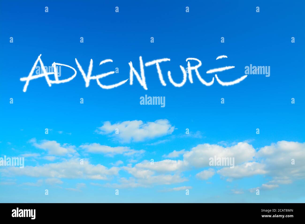 adventure written in the sky with contrails Stock Photo - Alamy