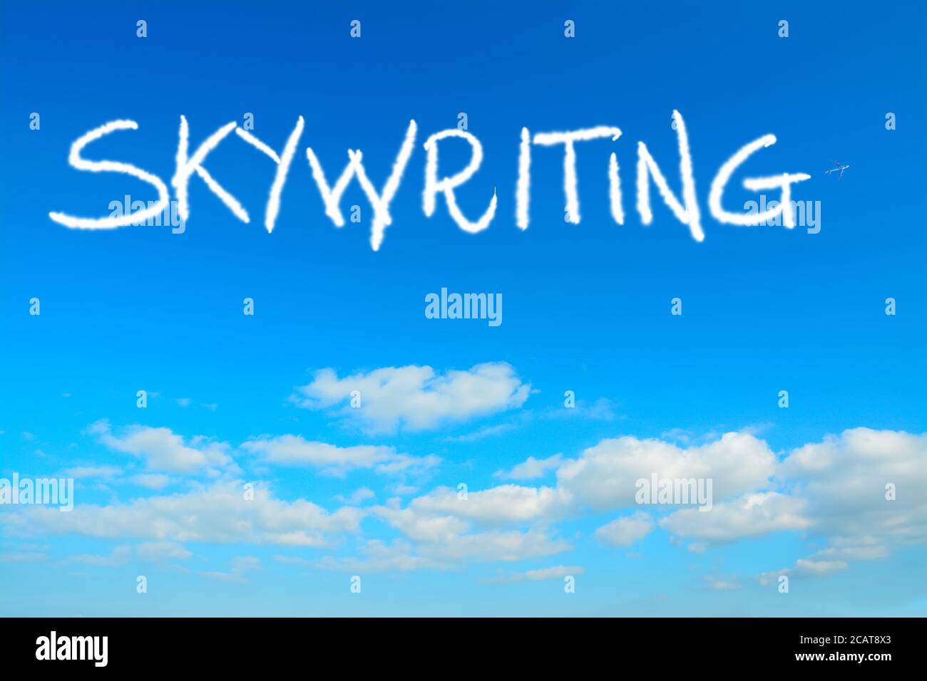 skywriting written in the sky with contrails Stock Photo - Alamy