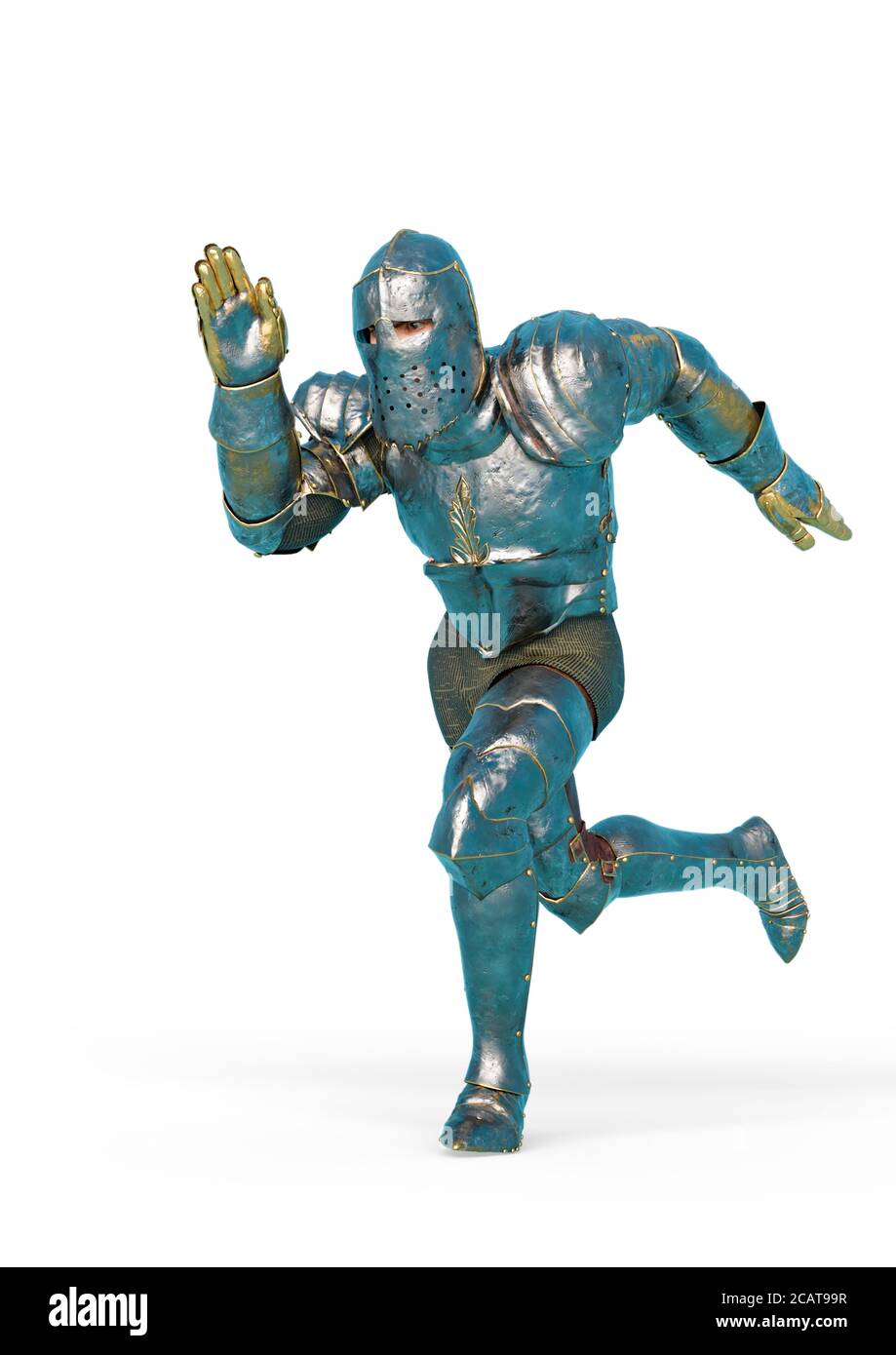 fantasy knight is running in white background, 3d illustration Stock ...