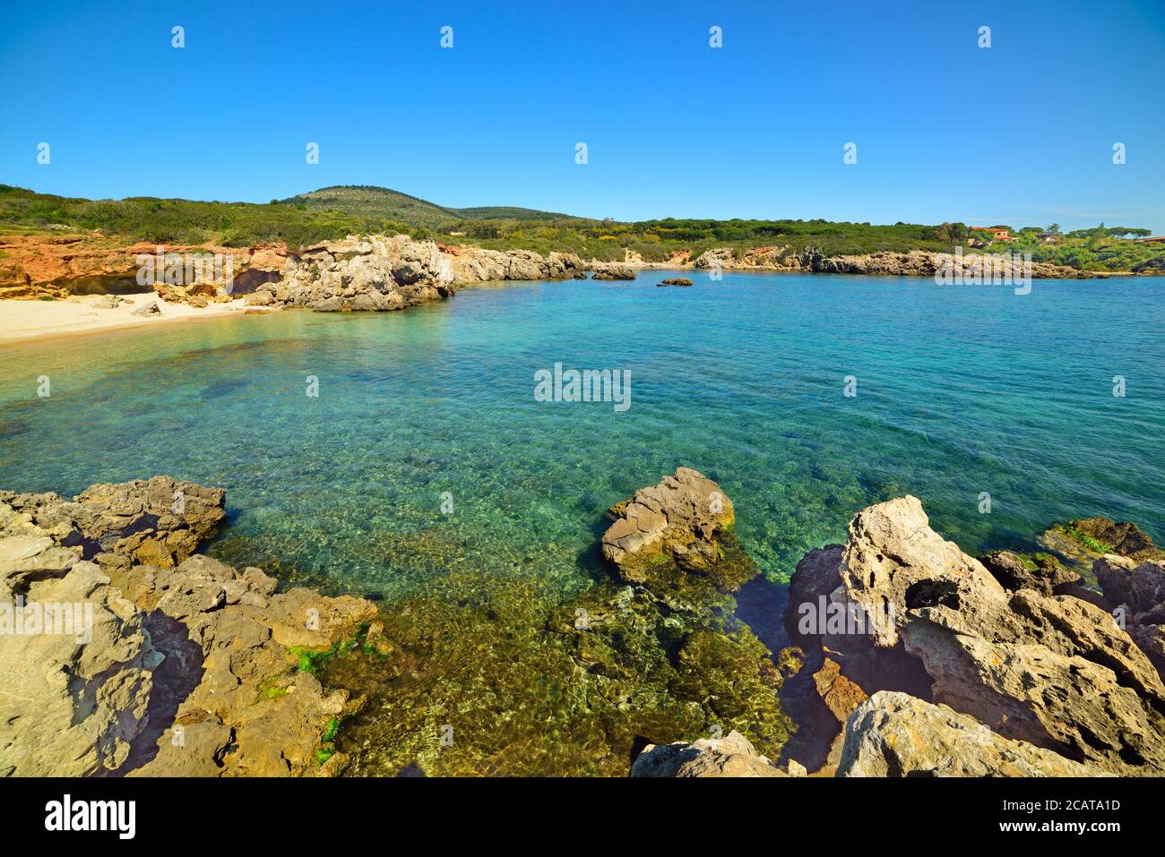 rocks and golden sand in Sardinia, Italy Stock Photo - Alamy