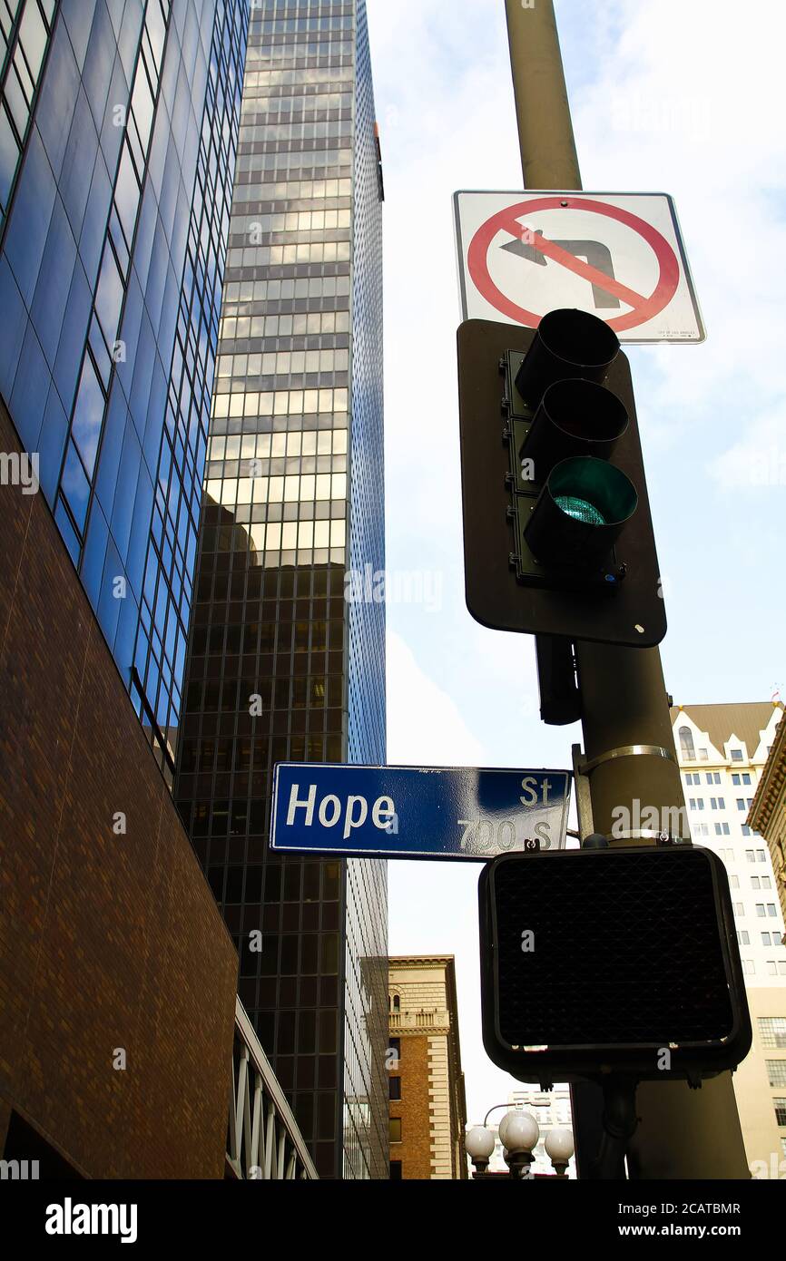 Photo of Hope Street with condominiums and office buildings in downtown ...