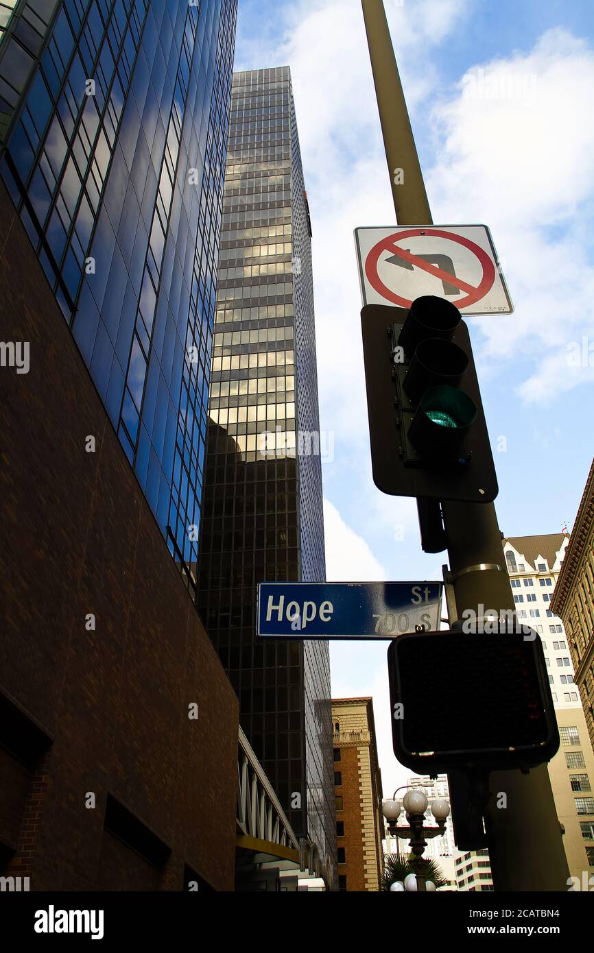Photo of Hope Street with condominiums and office buildings in downtown ...