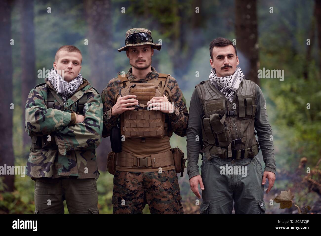 group of soldiers in oposit sides celebrating peace after battle Stock ...