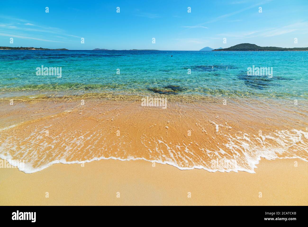 golden shore in Liscia Ruja beach in Costa Smeralda, Italy Stock Photo ...