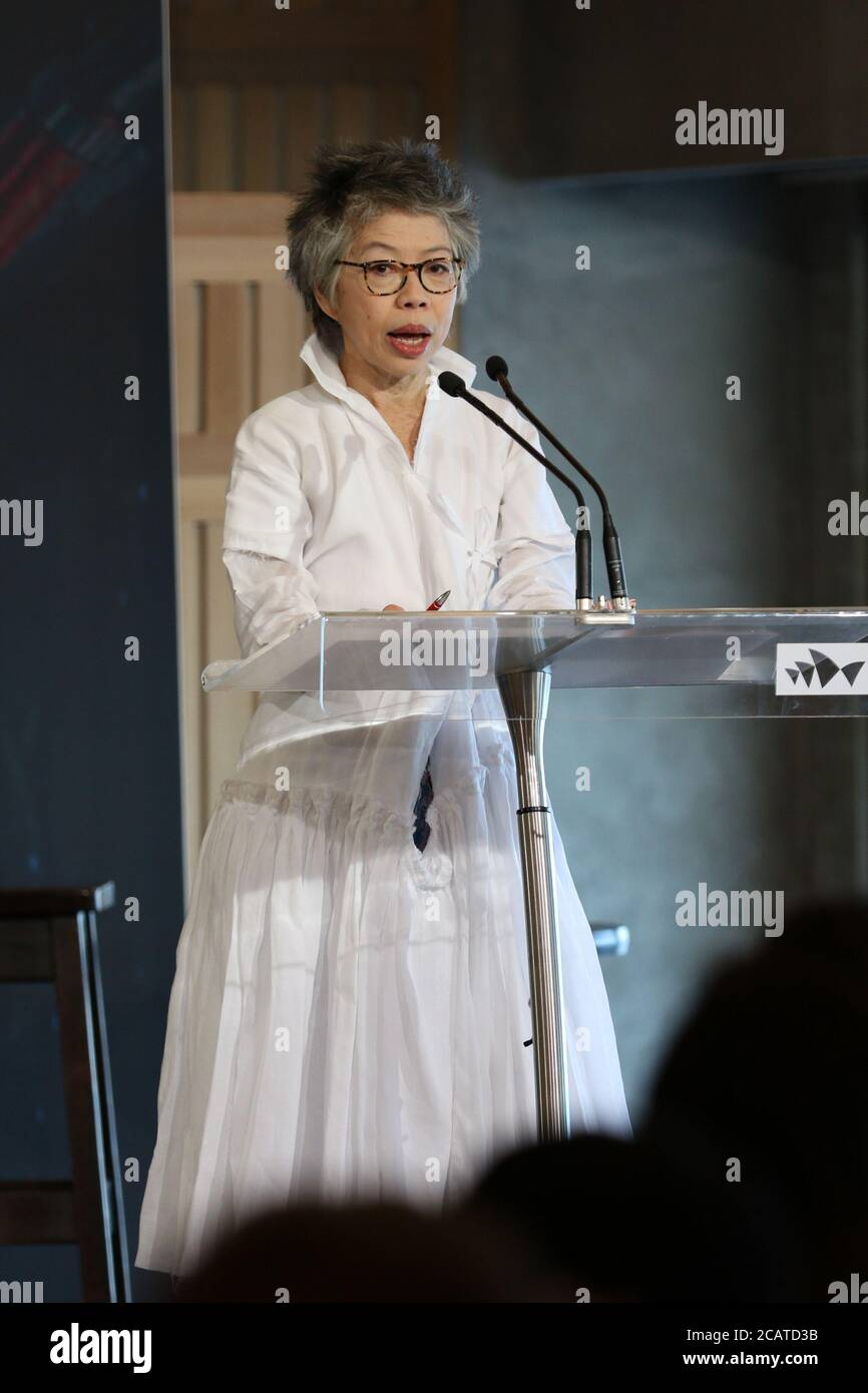 MC Lee Lin Chin at the Bleeding Steel press conference at Sydney Opera ...