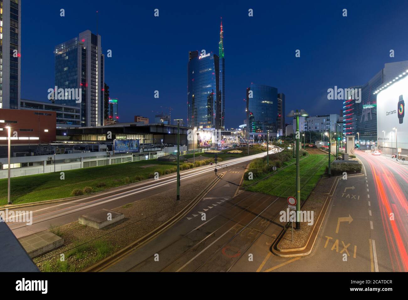Milan, Italy - August 8, 2020: street view of Milan during the blue ...