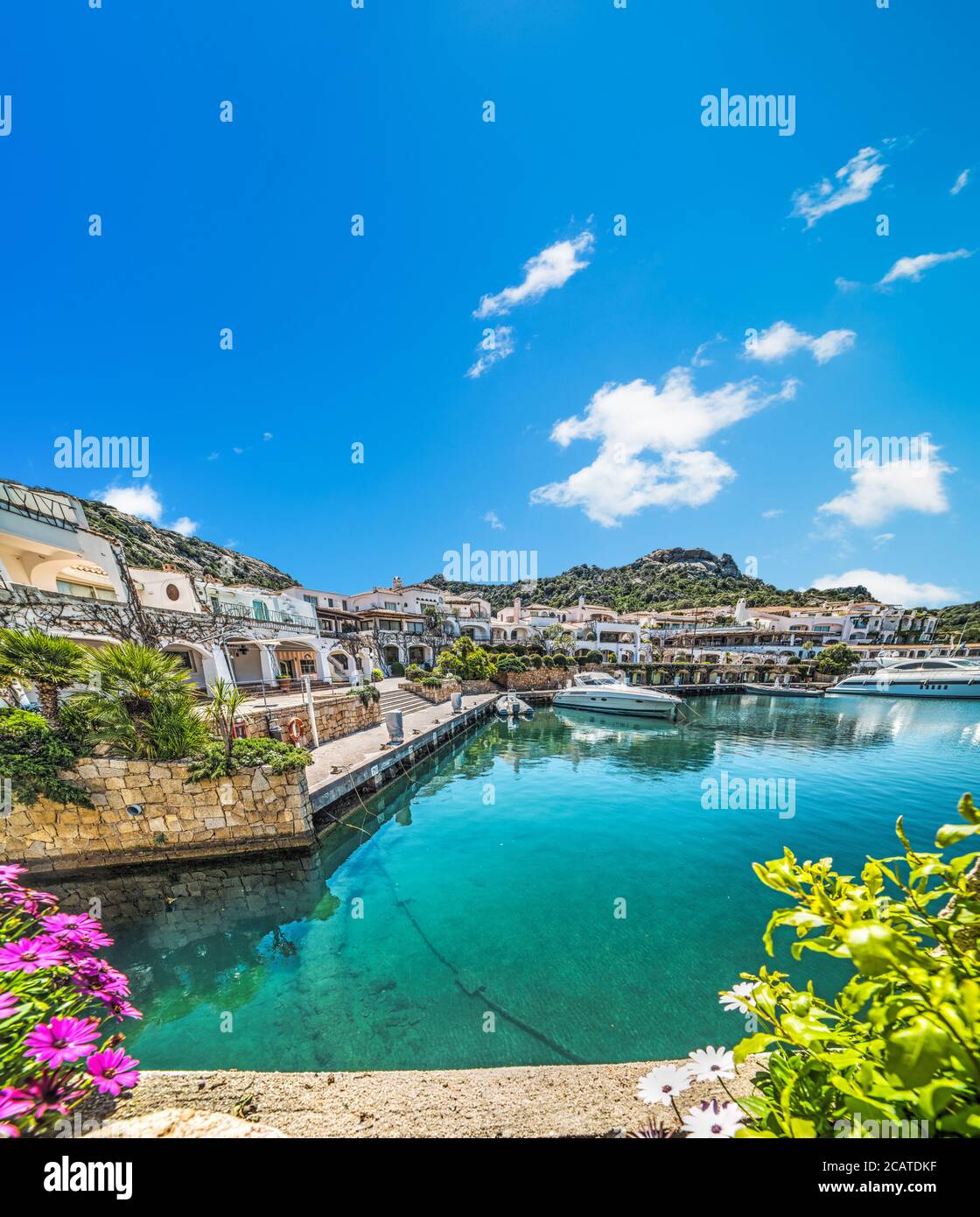 Poltu Quatu harbor on a clear day, Sardinia Stock Photo - Alamy