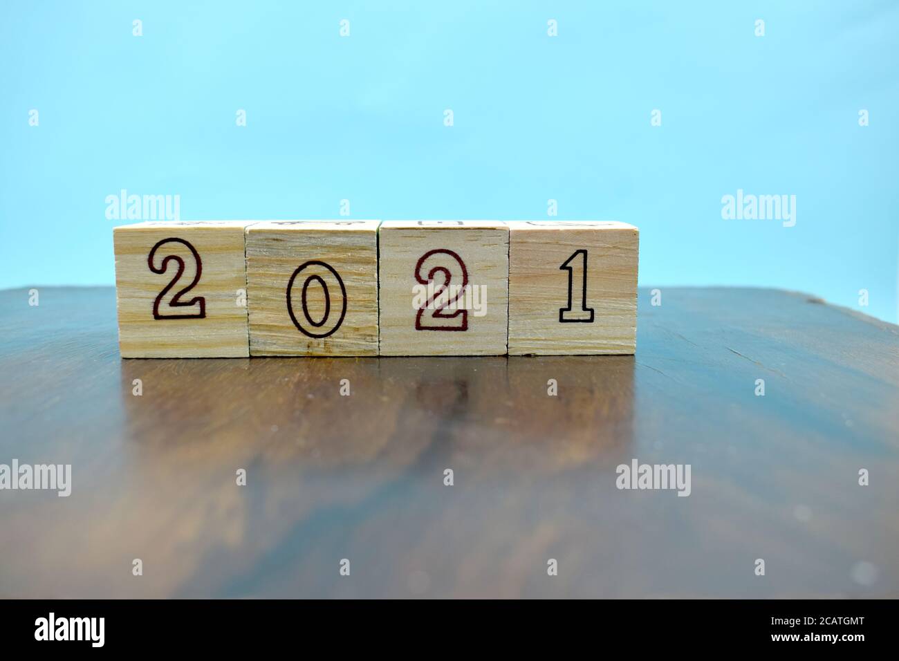 New year 2021 concept wooden cubes Stock Photo - Alamy