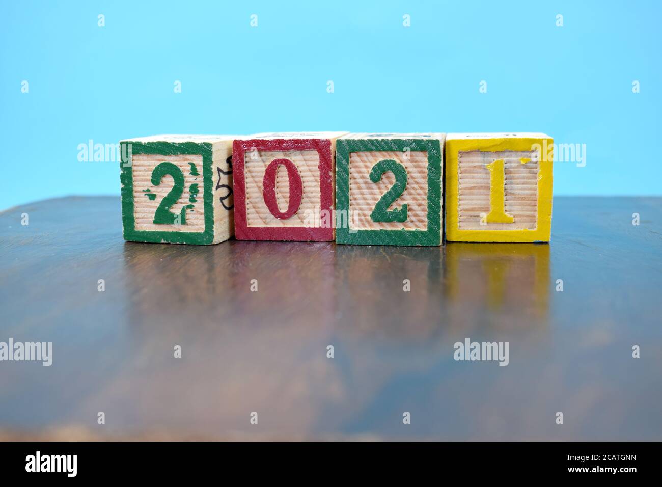 New year 2021 concept wooden cubes Stock Photo - Alamy