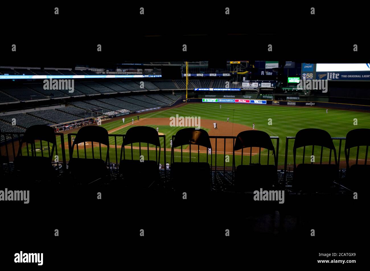 Empty Baseball Stadium At Night