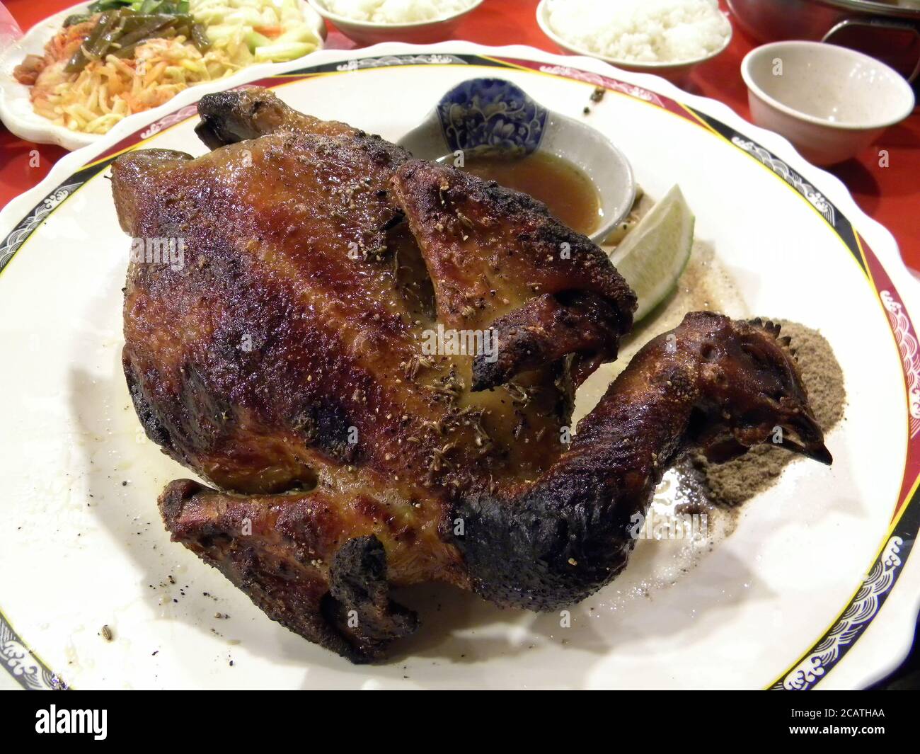 Close up shot of a roasted chicken at Taipei, Taiwan Stock Photo - Alamy
