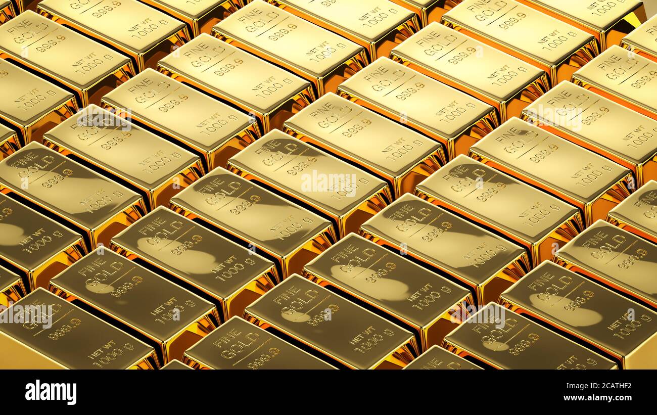 3d rendering shiny bullion or gold bars background Stock Photo - Alamy