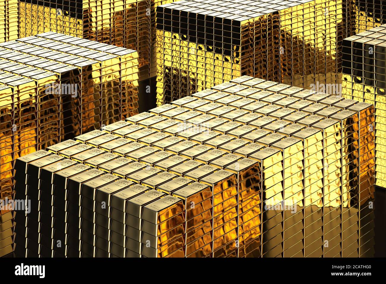 3d rendering heap of gold shiny bullion Stock Photo - Alamy