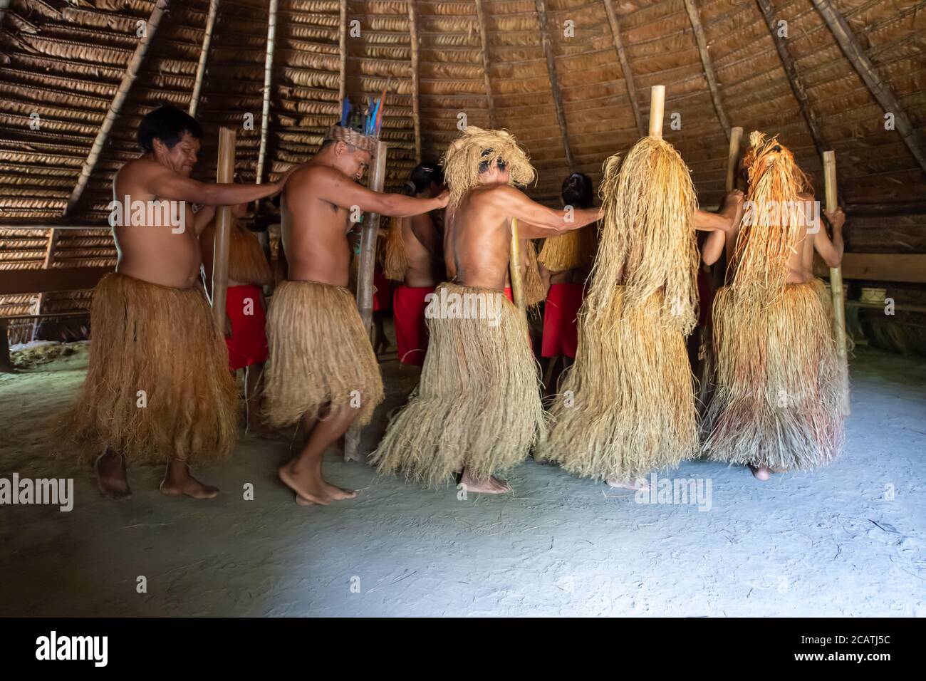 Yagua Dancers and their village in the Peruvian Amazon Stock Photo - Alamy