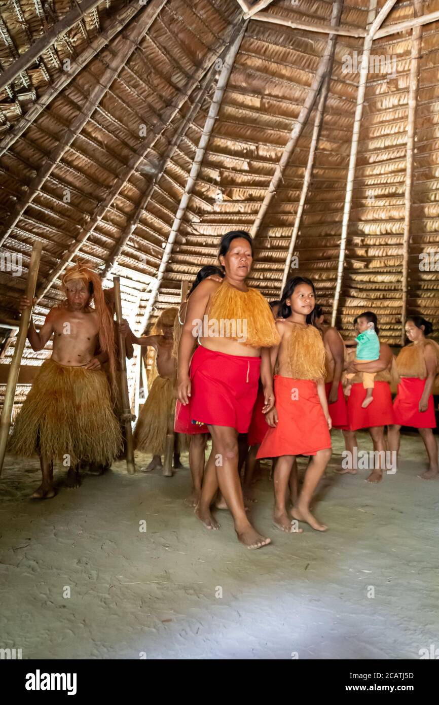 Yagua Dancers and their village in the Peruvian Amazon Stock Photo - Alamy