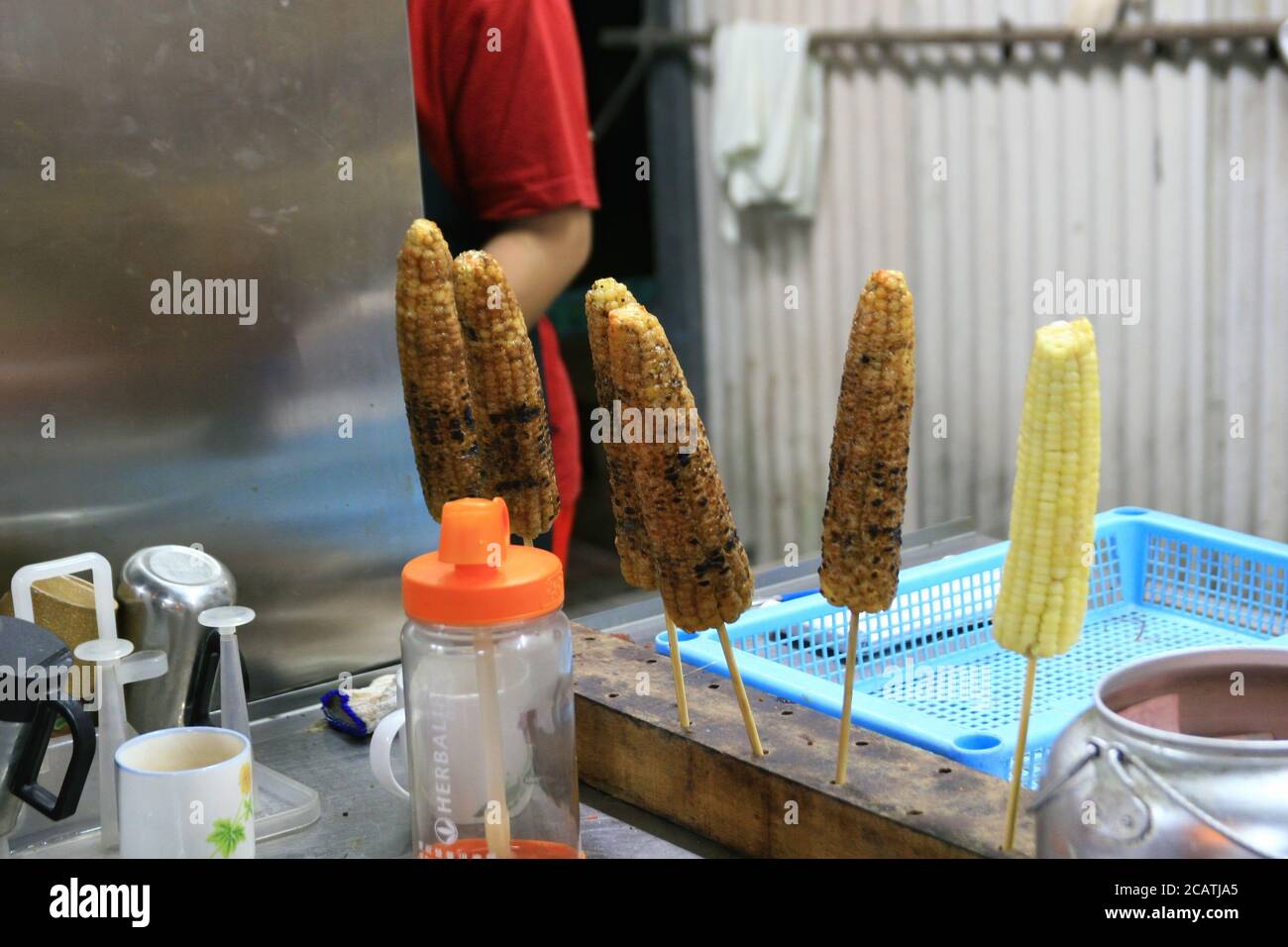 Night view of a famous grill corn store at Jinshan, Taiwan Stock Photo ...