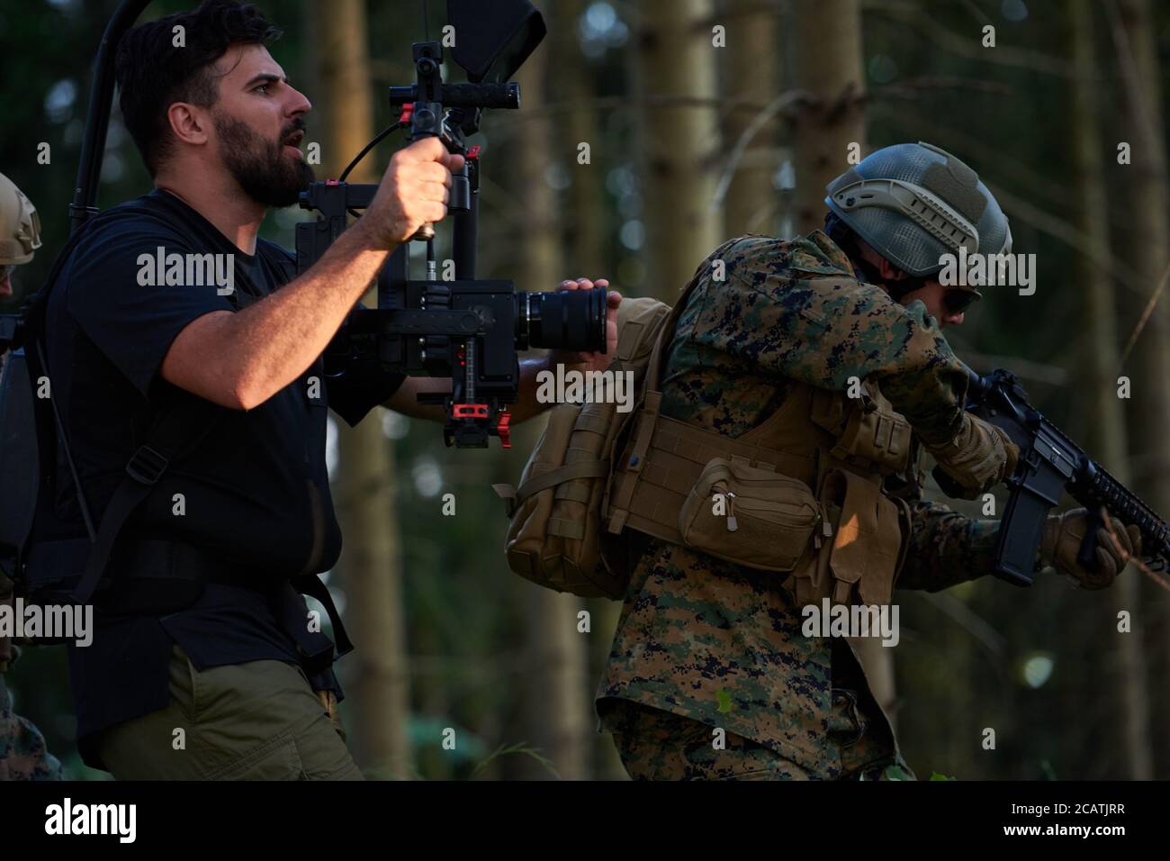 Videographer with Professional Movie Video Camera Gimbal Stabilizing ...